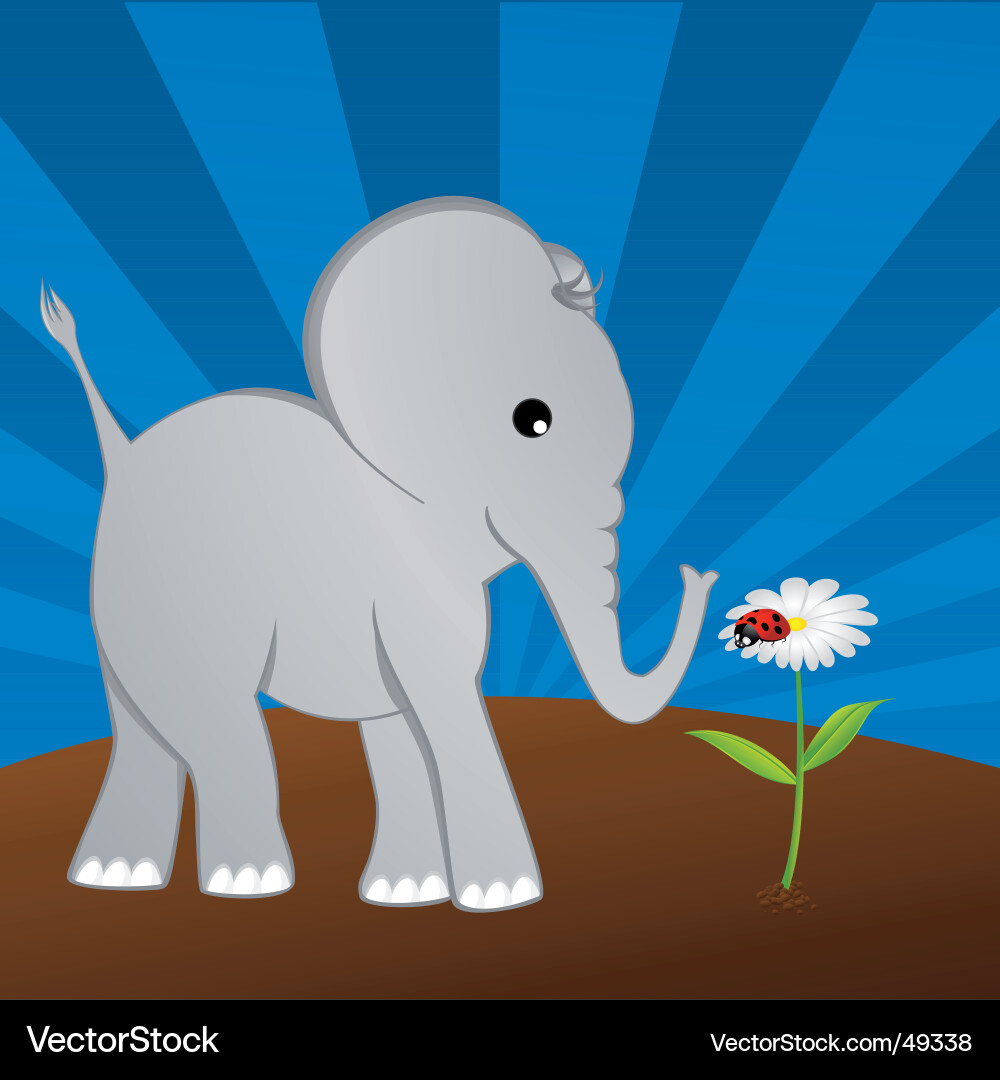 Elephant with ladybug on daisy Royalty Free Vector Image