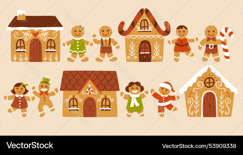 Gingerbread cookies set Royalty Free Vector Image