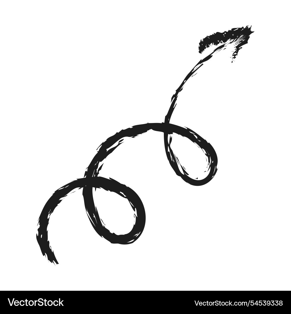 Hand drawn curling up right arrow charcoal Vector Image