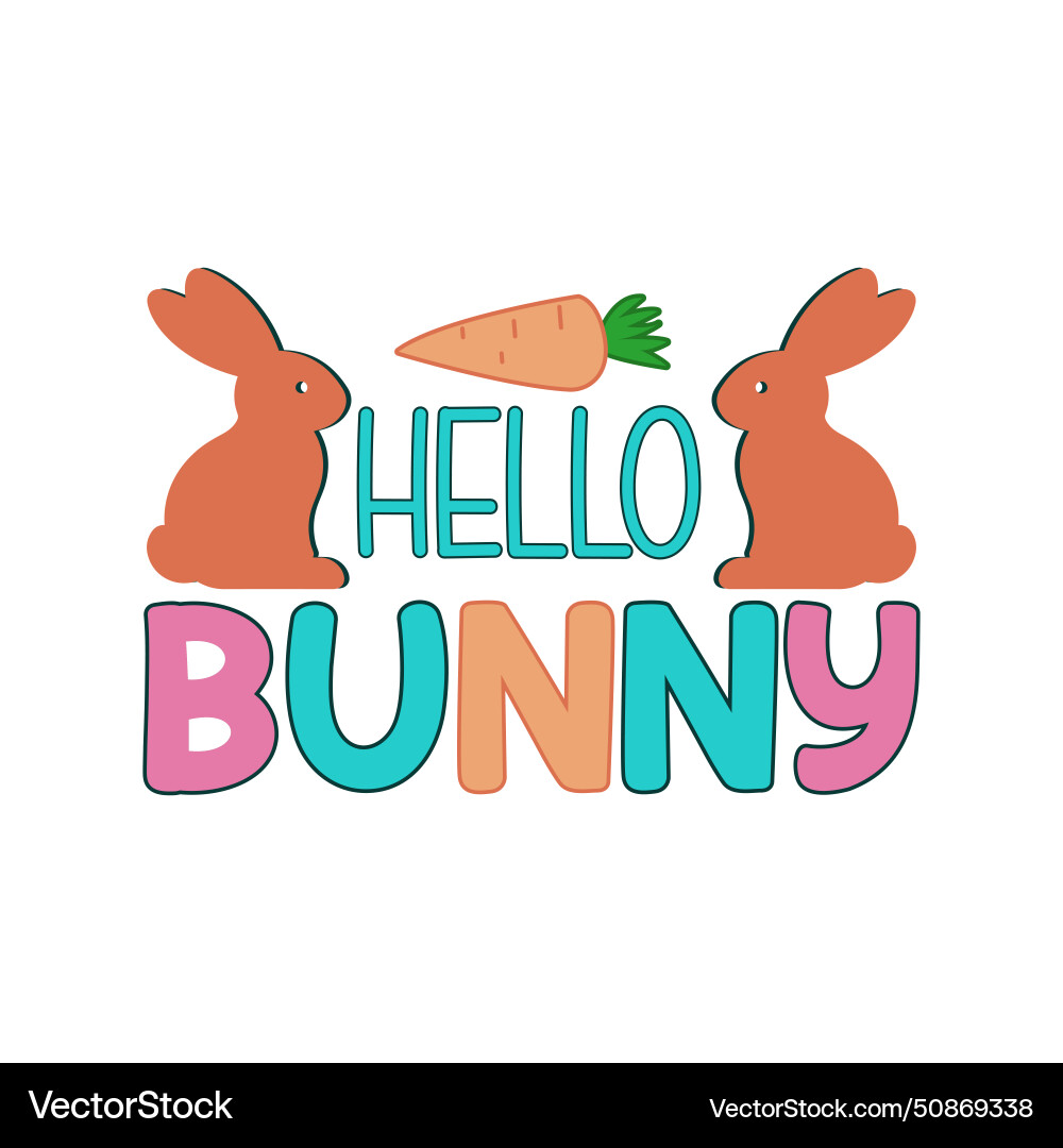Hello bunny typography t-shirt design Royalty Free Vector