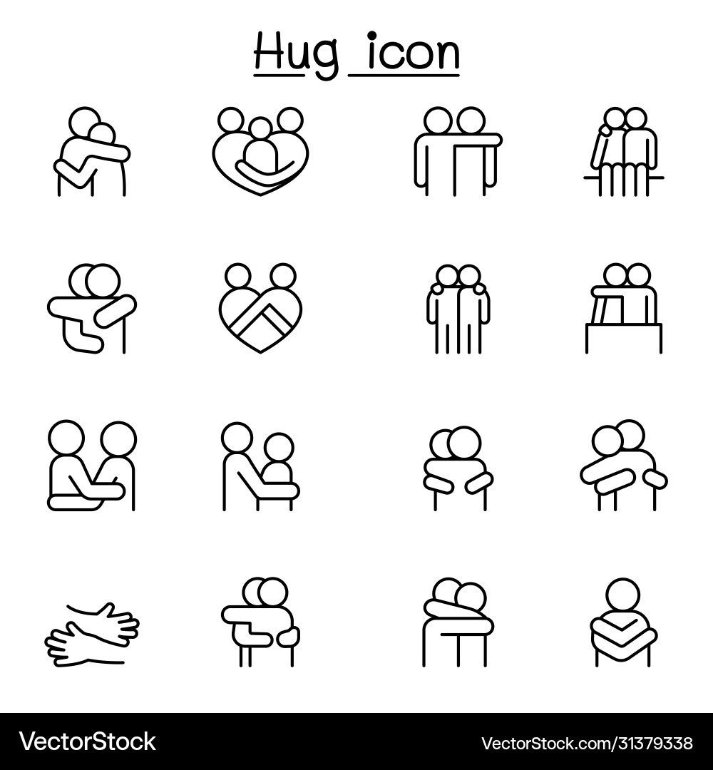 Lover hug friendship relationship icon set Vector Image