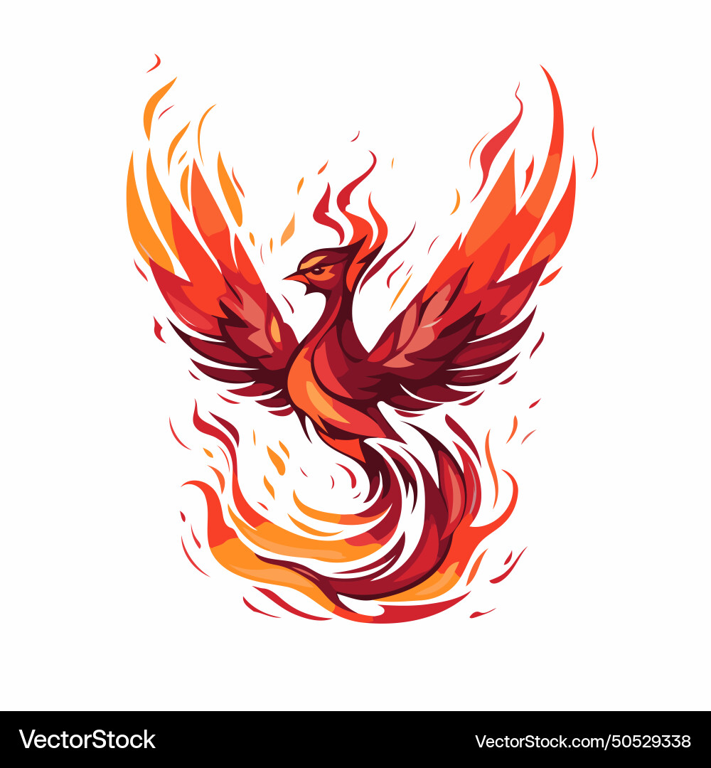 Phoenix bird in the fire isolated on white Vector Image