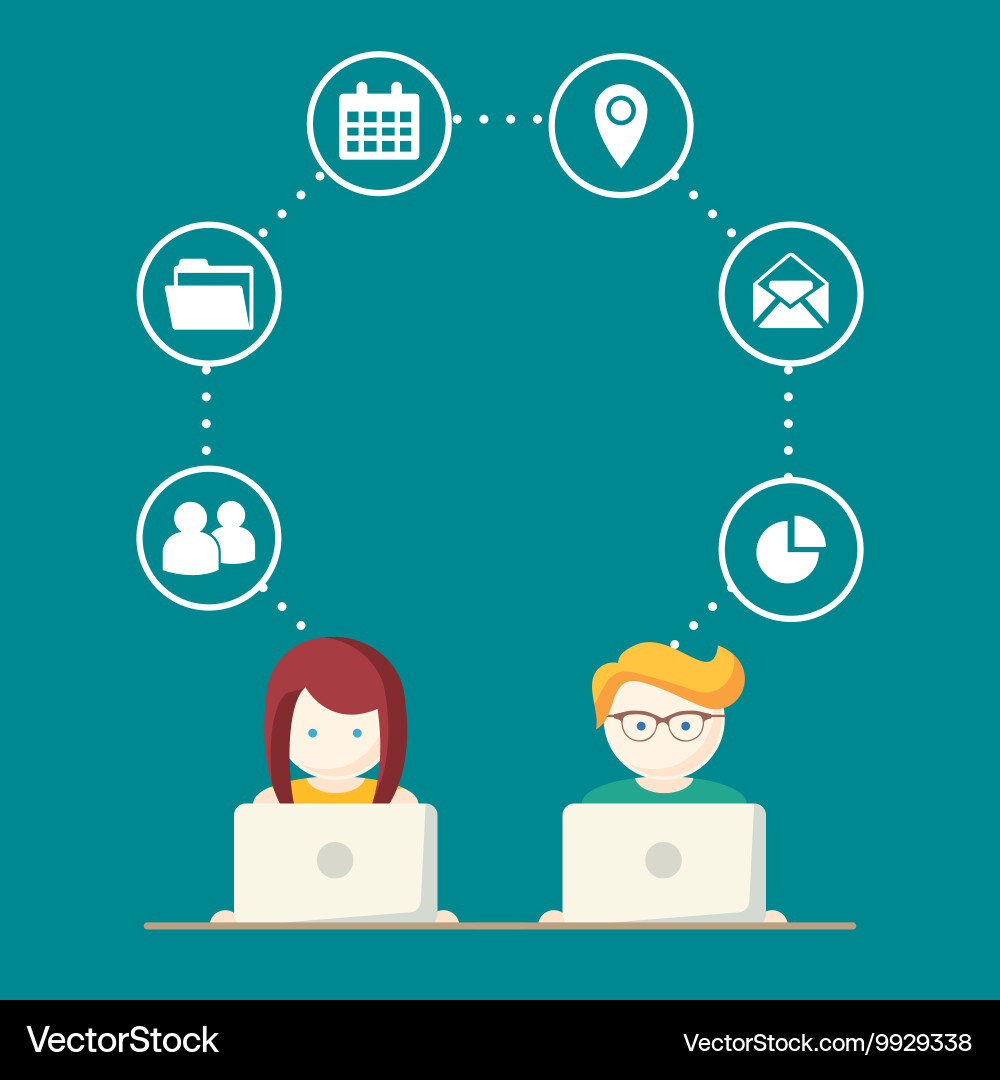 Social media network people with computers Vector Image