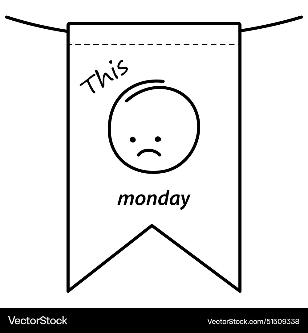 This monday outline sad face with inscription Vector Image