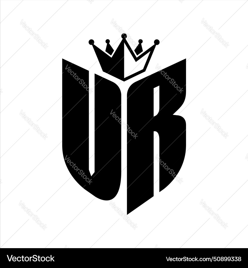 Vr letter monogram with shield shape crown Vector Image