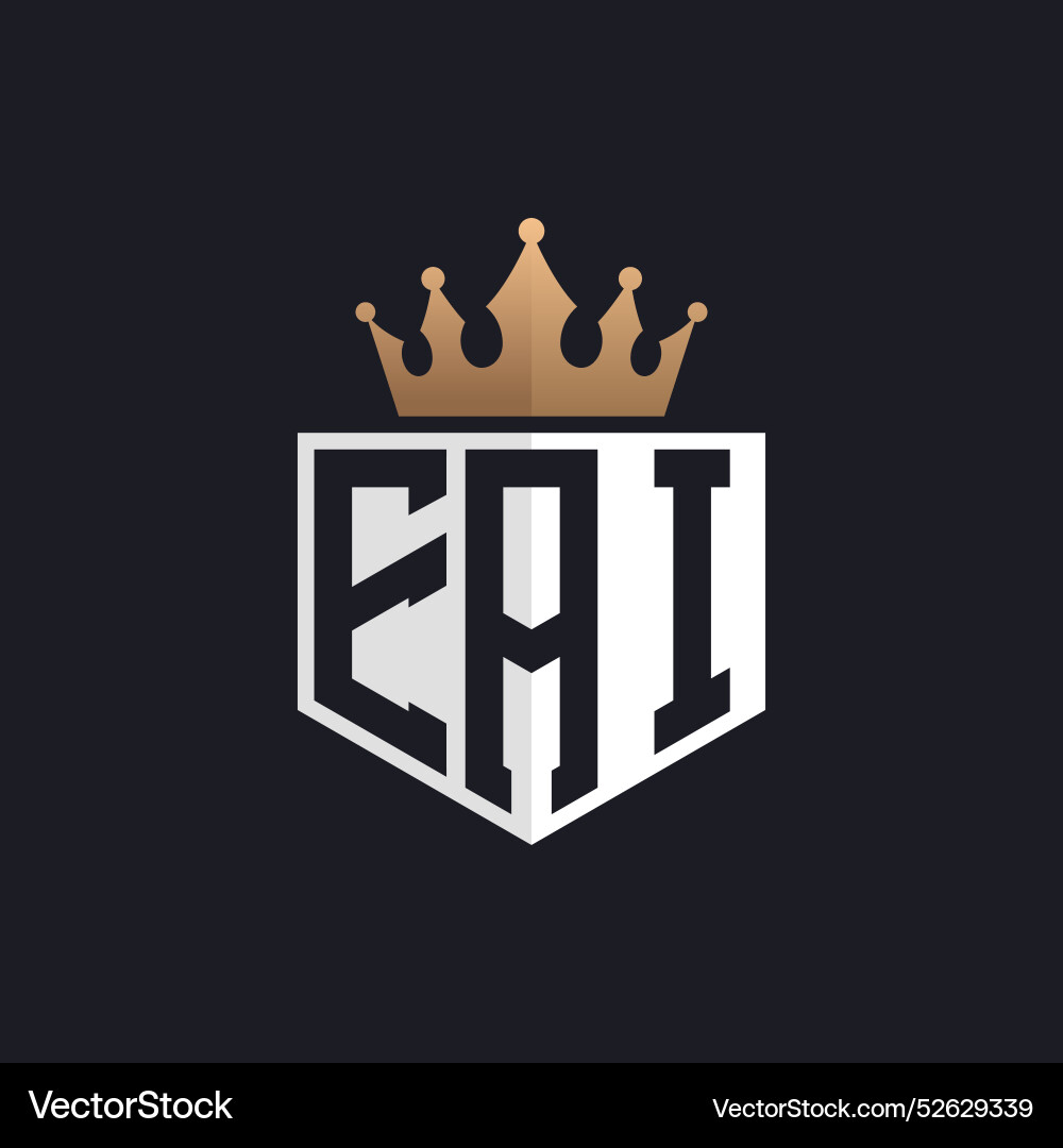 Luxury eai logo with crown elegant initials Vector Image