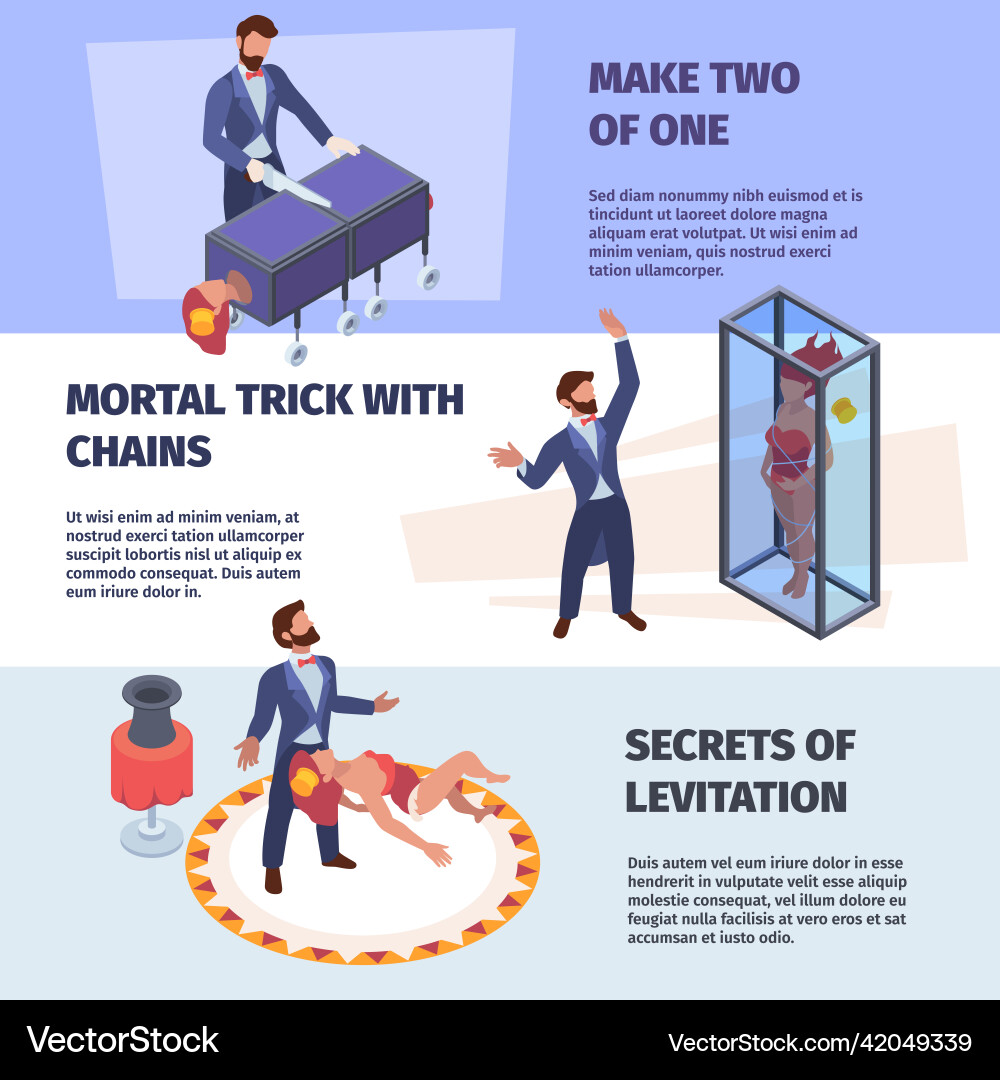 Magic banners magician working trick with cards Vector Image