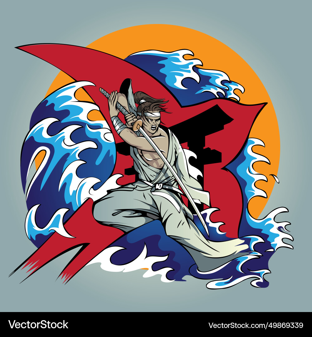 Samurai warrior symbol Royalty Free Vector Image