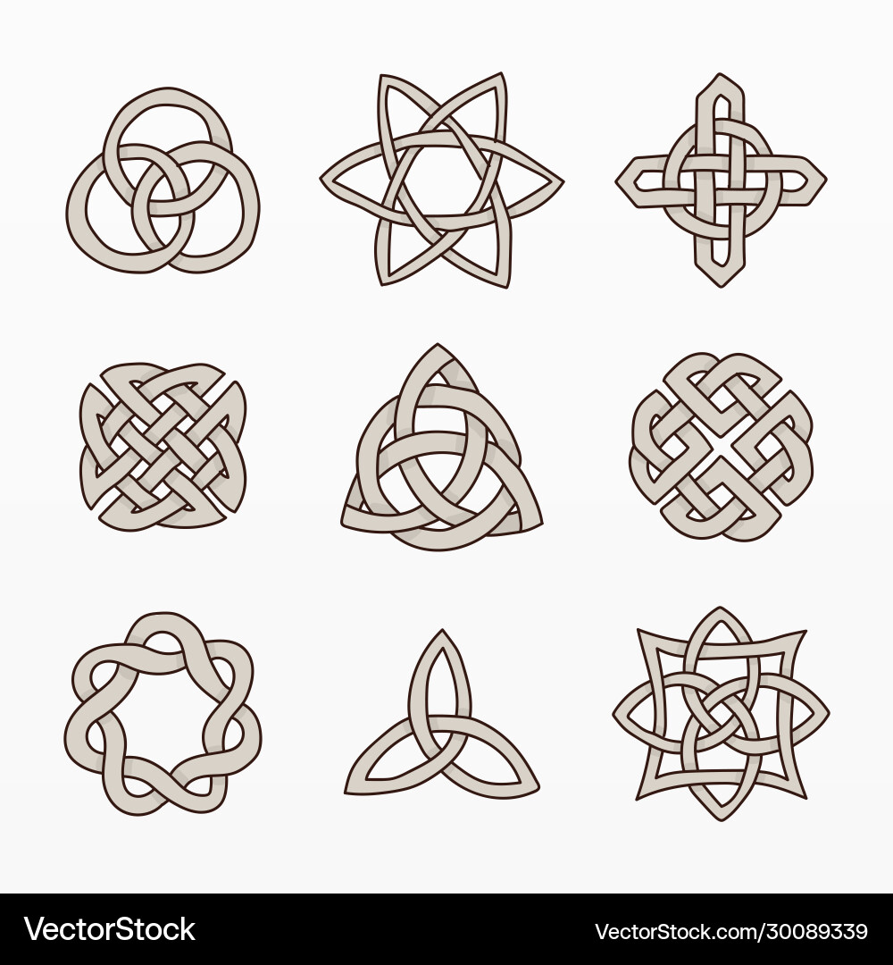 Variety celtic symbols set Royalty Free Vector Image