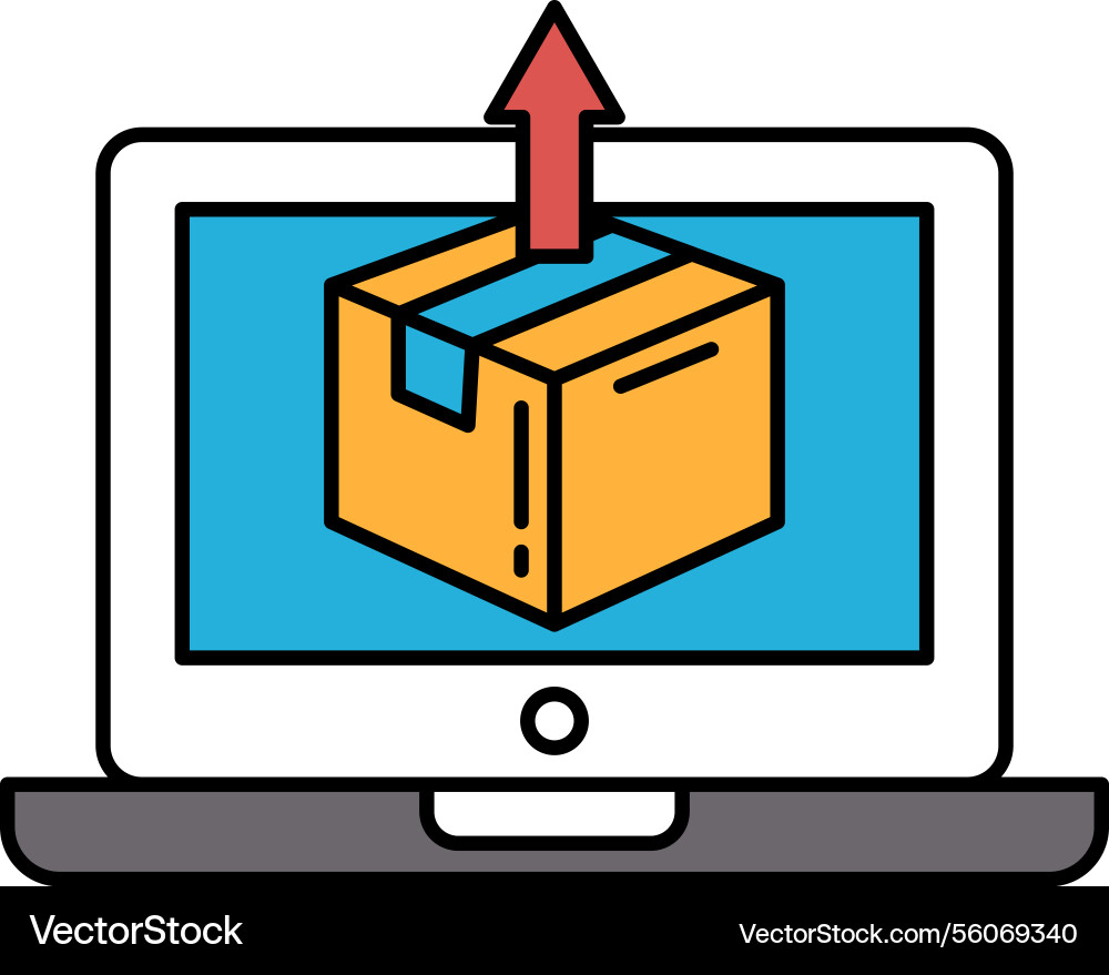 A box is being lifted off laptop screen Royalty Free Vector