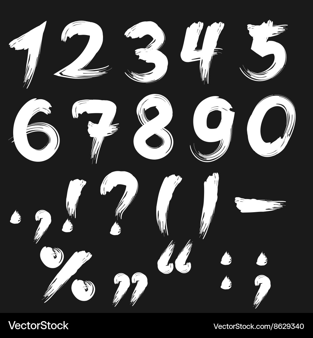 Brushed numbers white Royalty Free Vector Image