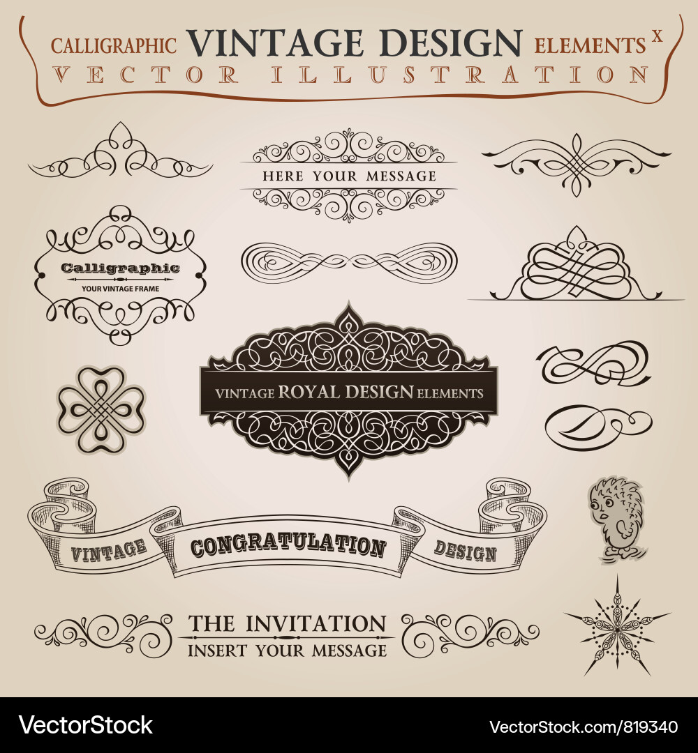 Calligraphic elements vintage Royalty Free Vector Image