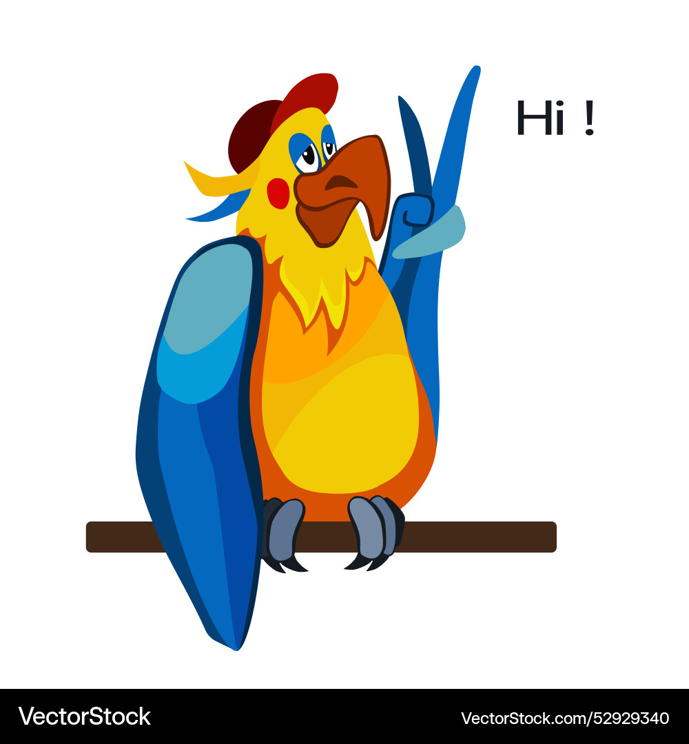 Cartoon blue macaw isolated Royalty Free Vector Image
