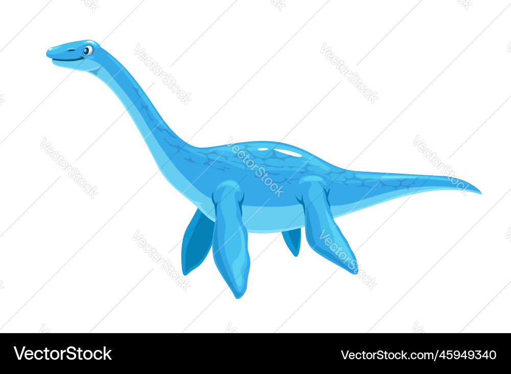 Cartoon plesiosaur dinosaur underwater lizard Vector Image