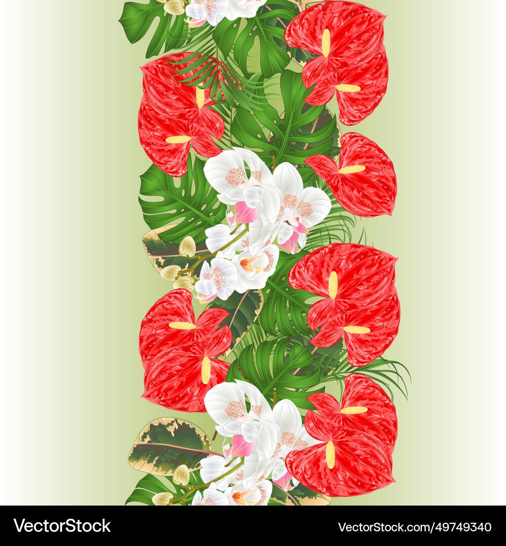 Floral vertical border seamless background Vector Image