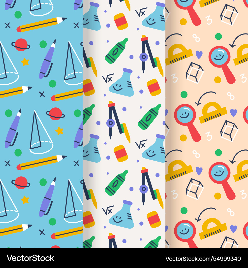 Hand drawn back to school pattern set Royalty Free Vector