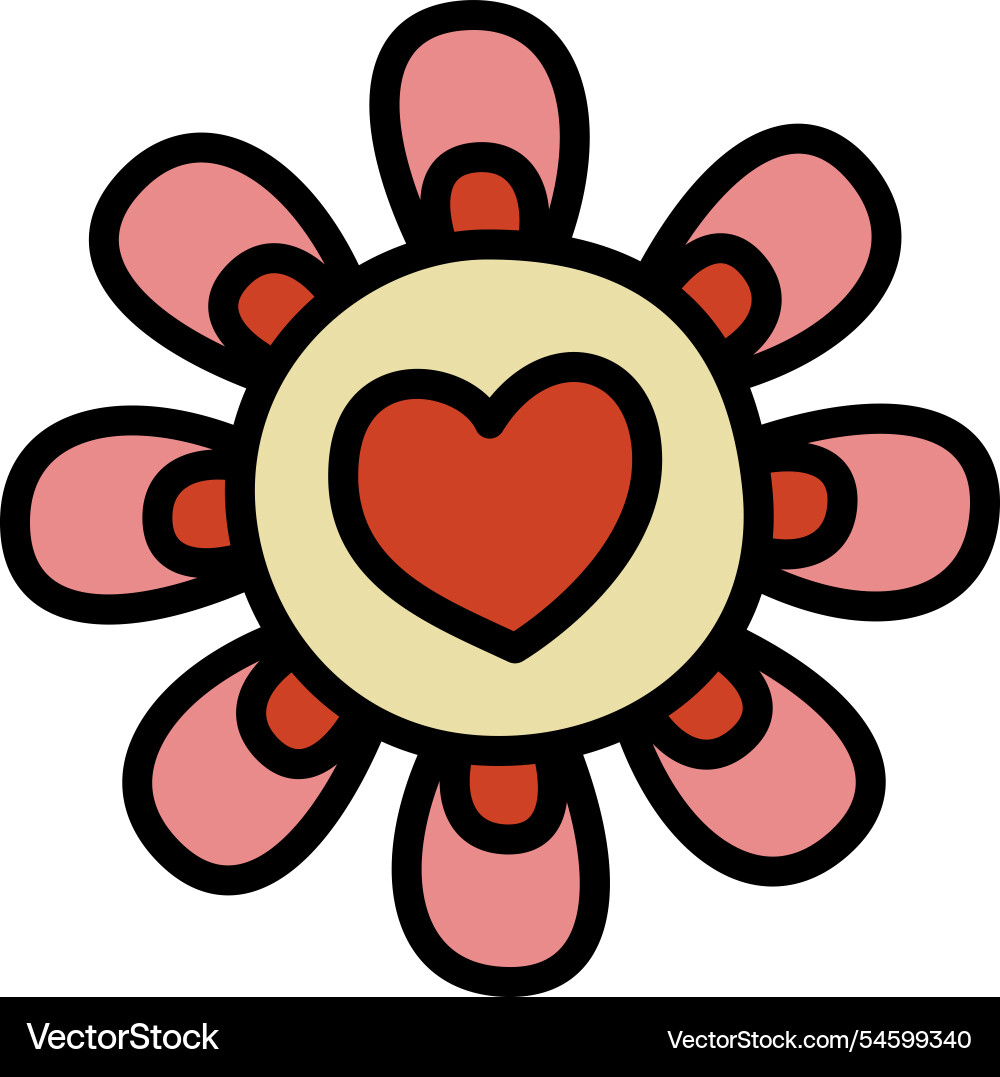 Heart center flower isolated Royalty Free Vector Image
