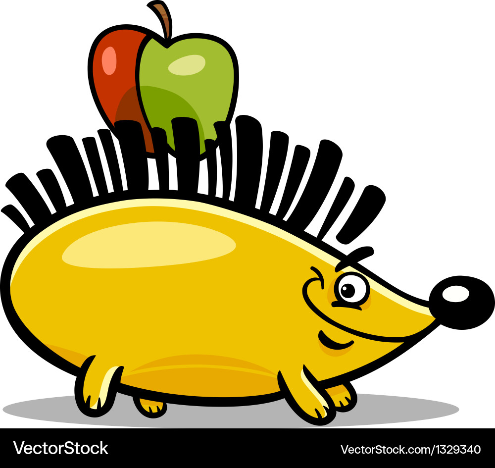 Hedgehog with apple cartoon – Royalty-Free Vector | VectorStock