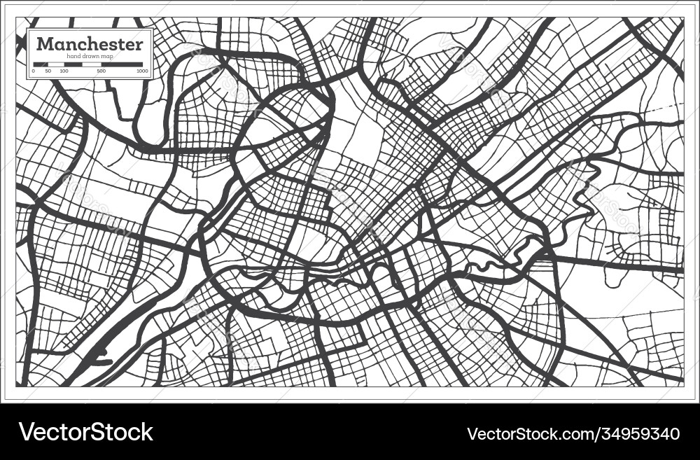 Manchester great britain city map in black Vector Image