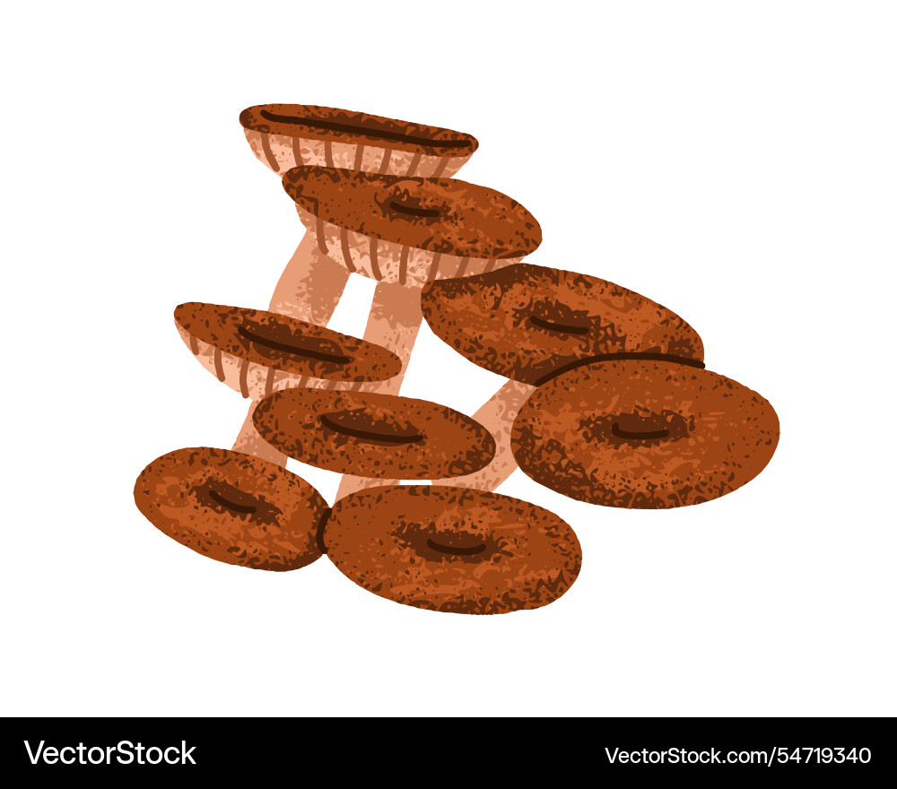 Mushrooms cluster forest fungi group bunch many Vector Image