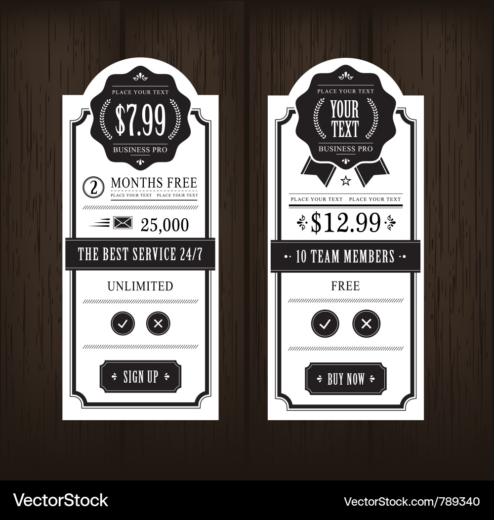 Price table Royalty Free Vector Image - VectorStock