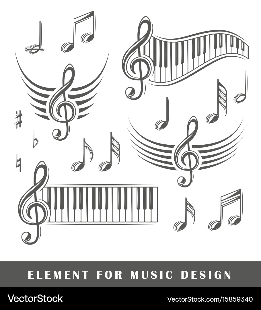 Treble clef and notes Royalty Free Vector Image