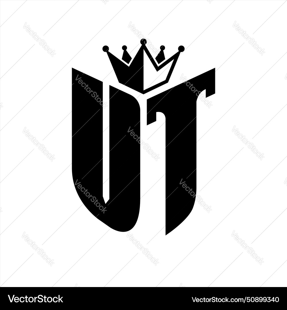 Vt letter monogram with shield shape crown Vector Image