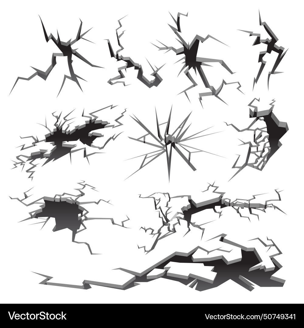 Cracked holes set Royalty Free Vector Image - VectorStock