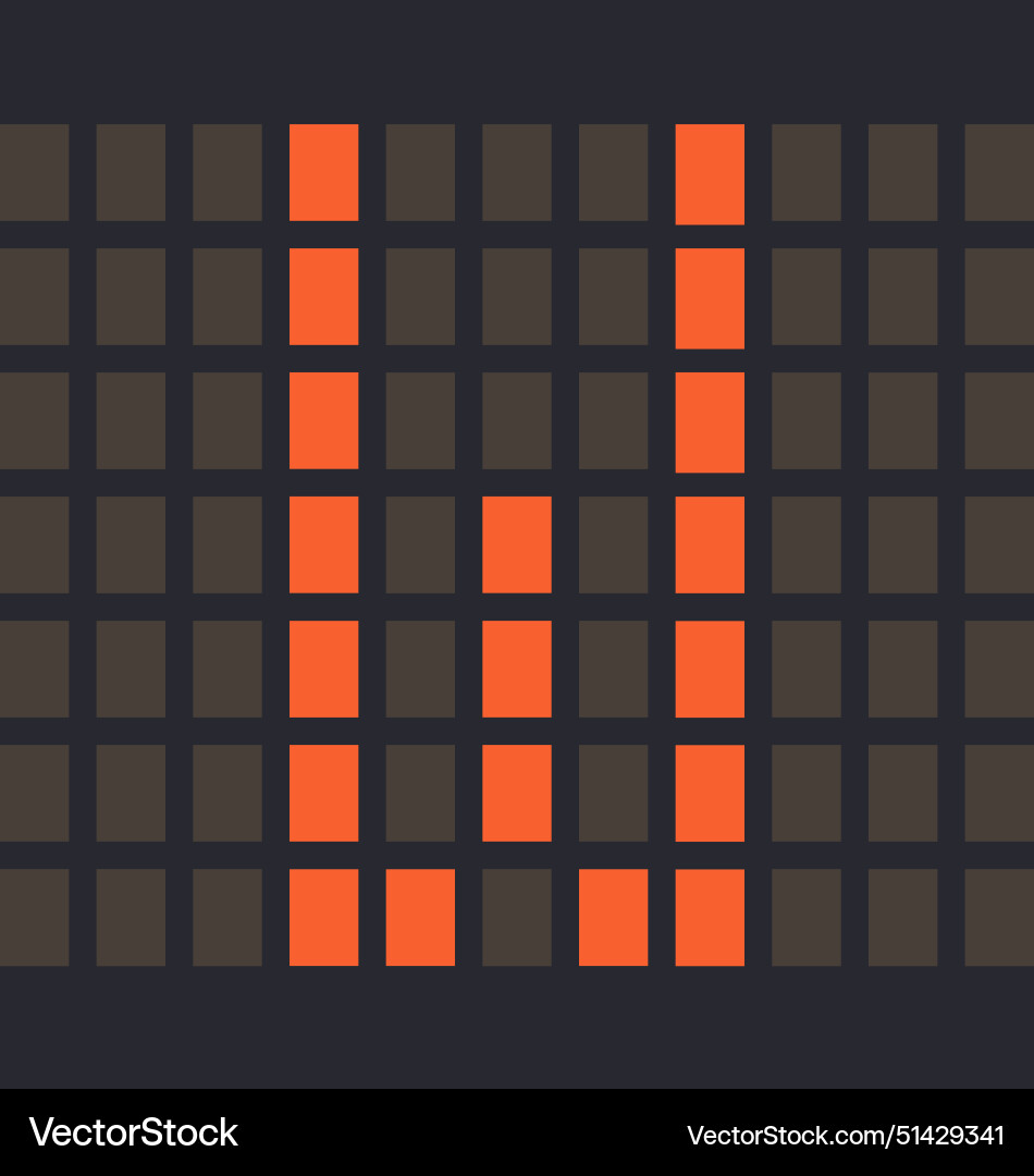 Digital letter w led orange color and a dark Vector Image