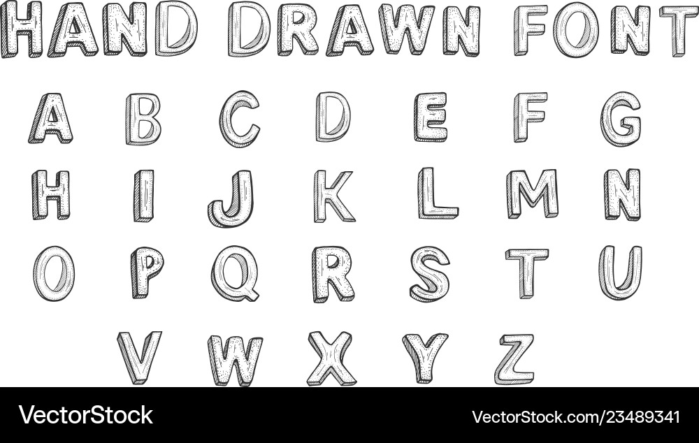Hand drawn font Royalty Free Vector Image - VectorStock
