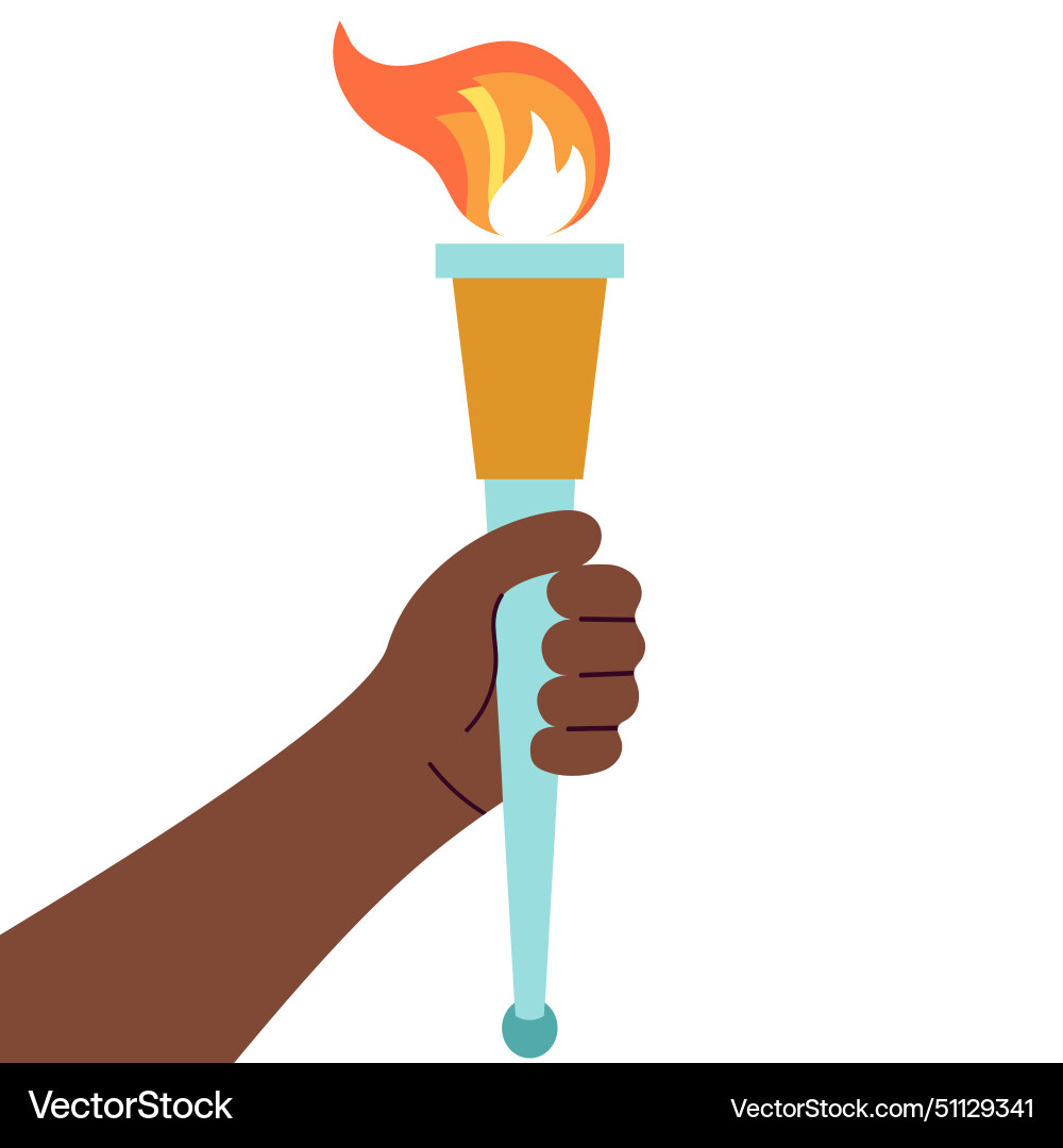 Hand holding torch with fire Royalty Free Vector Image