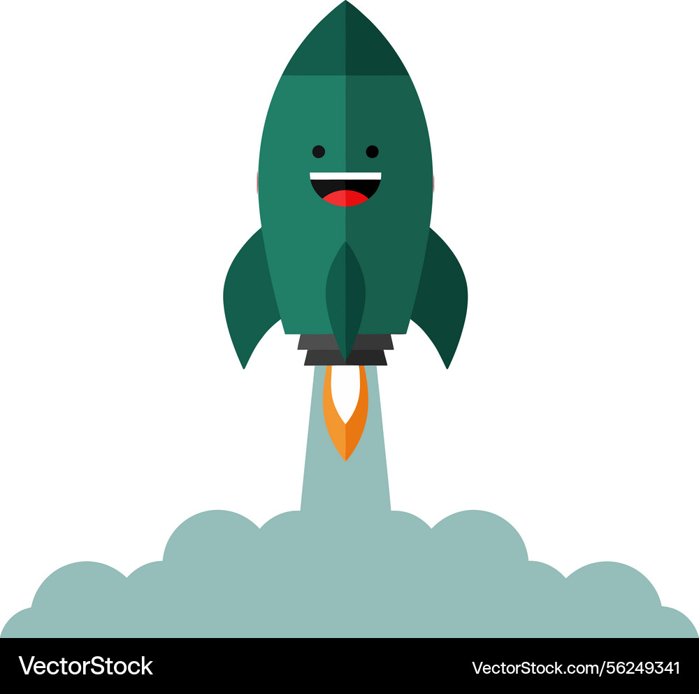 Happy cartoon rocket launching into space Vector Image