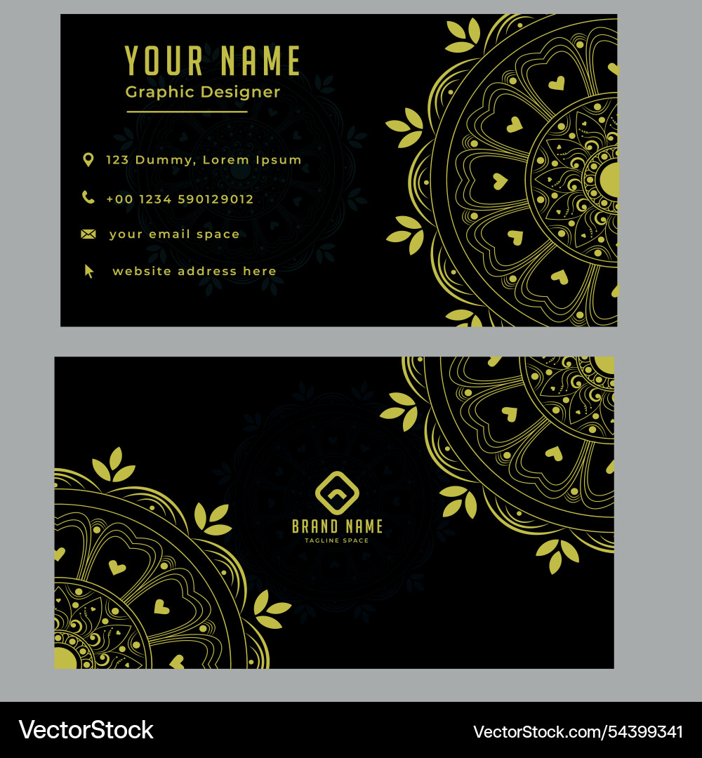 Mandala business card Royalty Free Vector Image