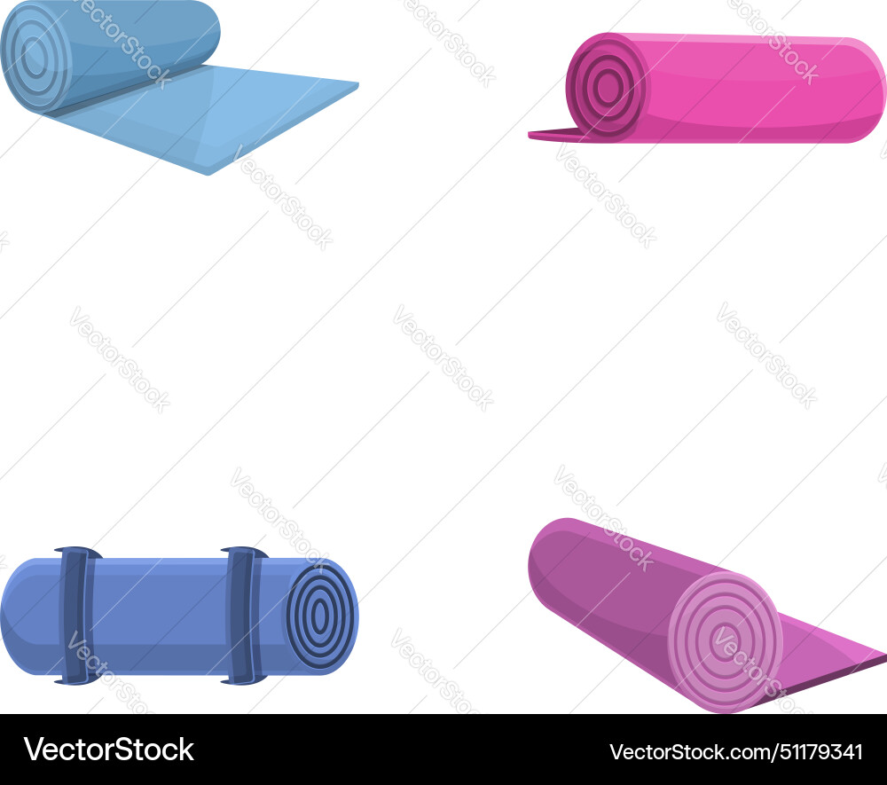 Training mat icons set cartoon various Royalty Free Vector