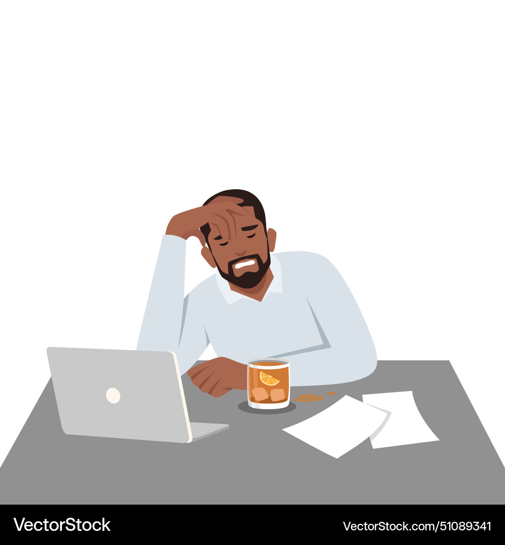 Young man professional burnout syndrome exhausted Vector Image
