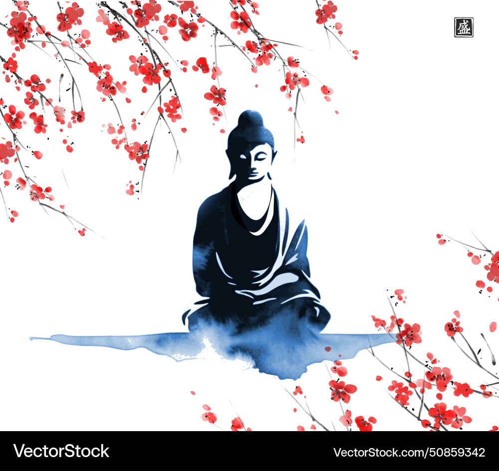 Artwork depicting a serene buddha Royalty Free Vector Image