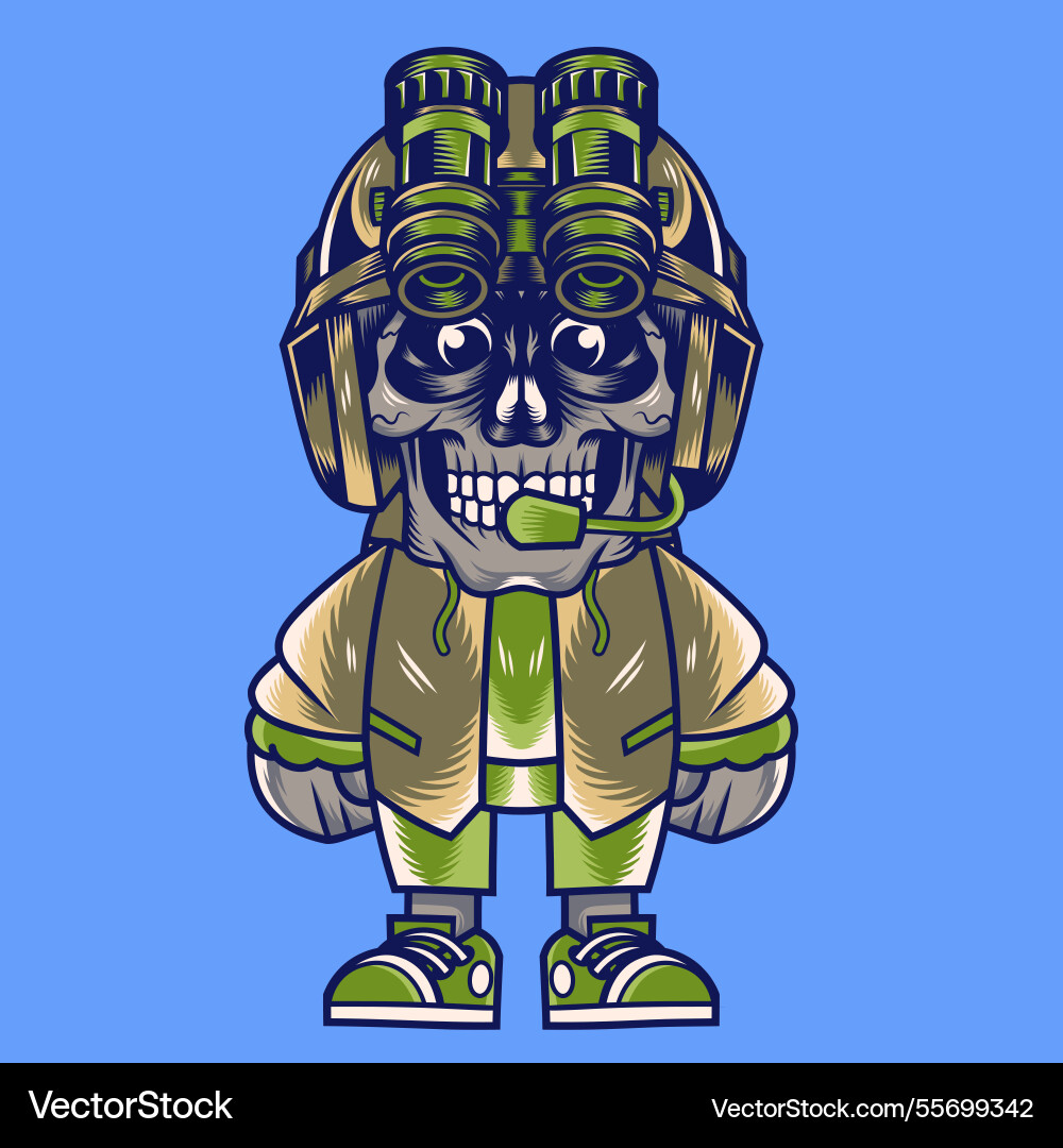 Cartoon skull tactical helmet army Royalty Free Vector Image