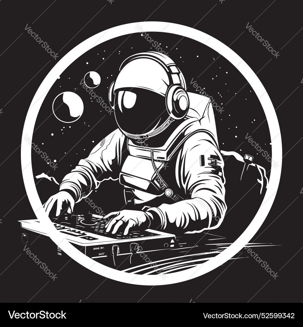 Celestial club logo featuring space dj orbit Vector Image