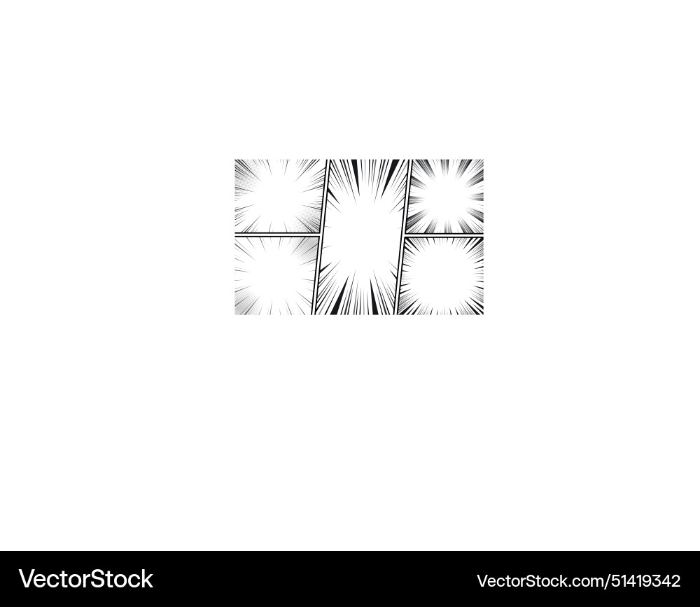 Comic book page template with radial speed lines Vector Image