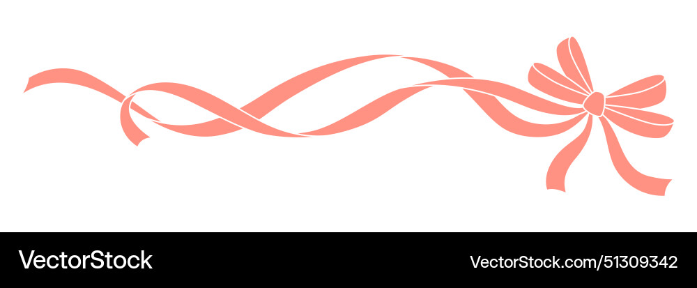 Curly ribbon with bow beautiful decorative Vector Image