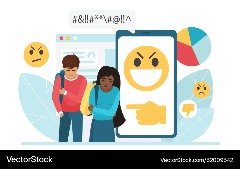 Cyber bullying people cartoon Royalty Free Vector Image