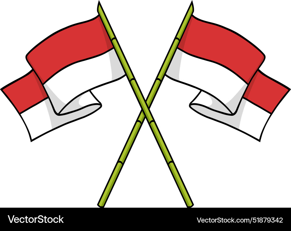 Flag of indonesia cross sharpened bamboo Vector Image