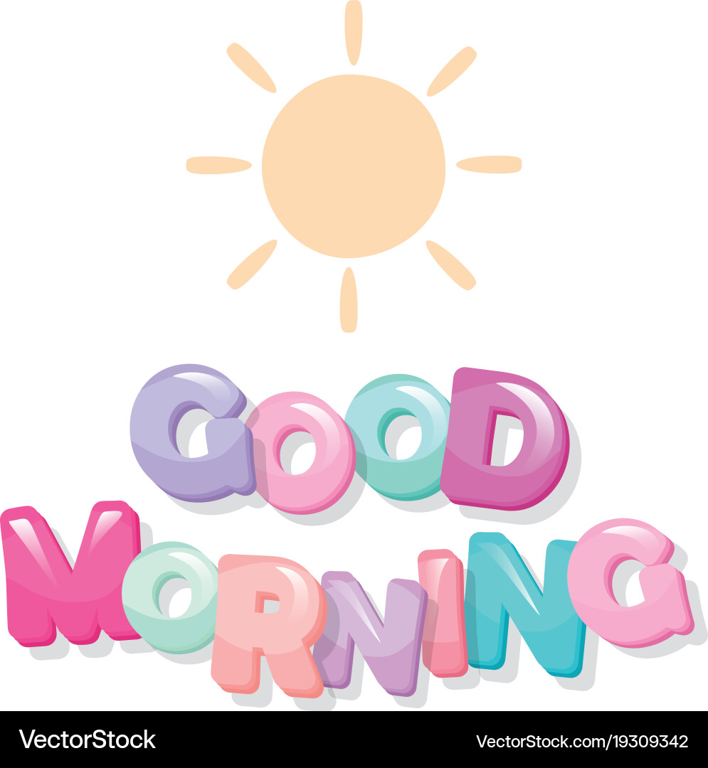 Good morning cartoon glossy letters Royalty Free Vector
