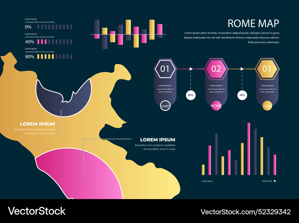Gradient rome map infographics Royalty Free Vector Image