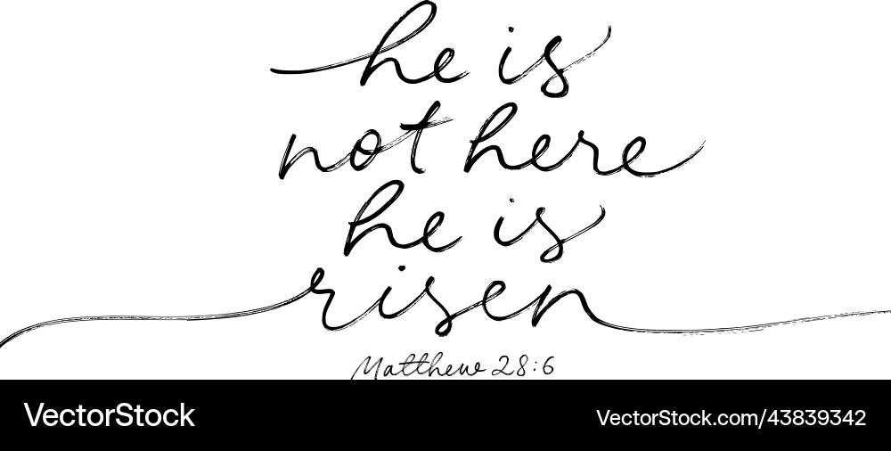 He Is Not Here, Risen - Matthew 28:6 Royalty Free Vector