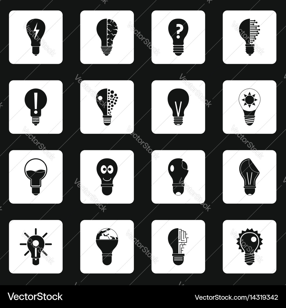 Lamp logo icons set squares Royalty Free Vector Image