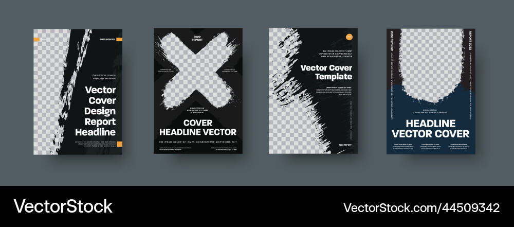 Set of black covers with round on semicircular Vector Image