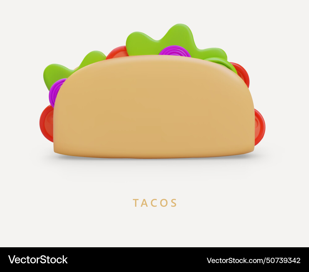Tasty taco front view stuffed crispy tortilla Vector Image
