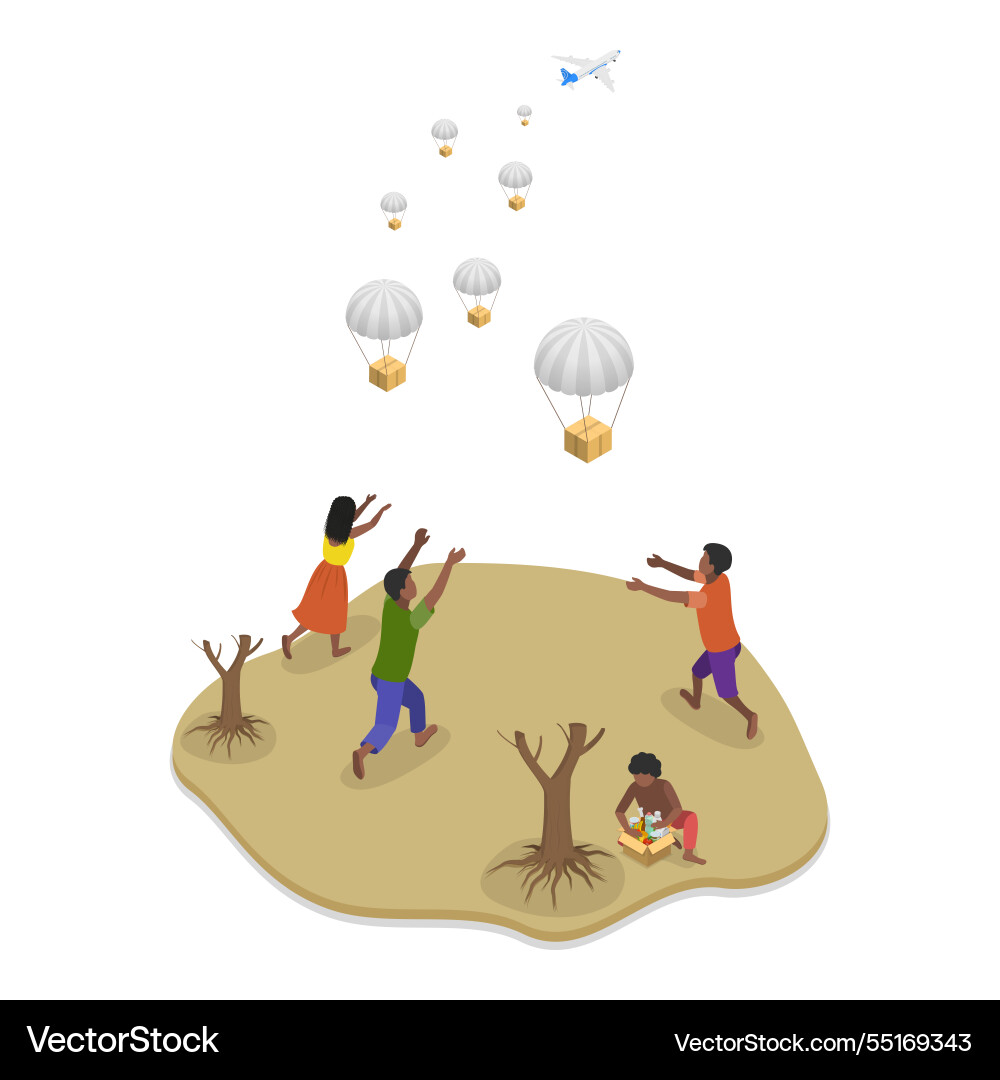 3d isometric flat of hunger Royalty Free Vector Image