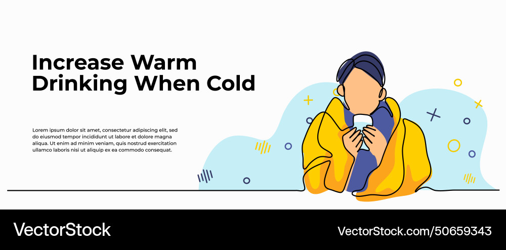 A boy feels cold and flu modern Royalty Free Vector Image